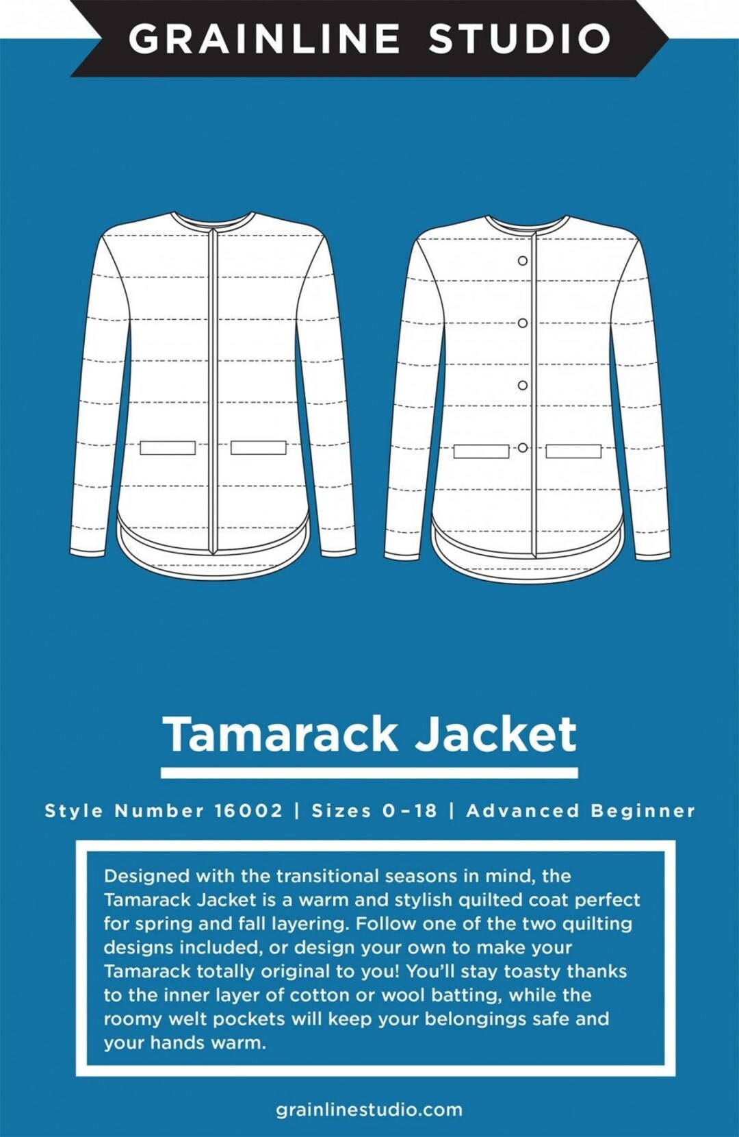 Tamarack Quilted Jacket Wearable Apparel Sewing Pattern by Grainline ...