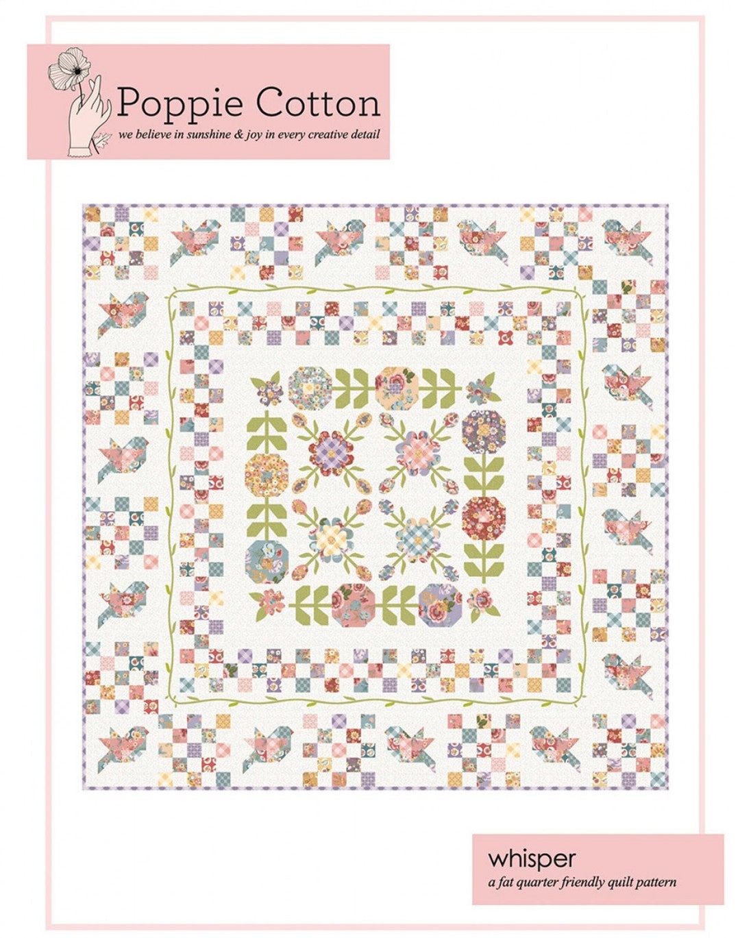 Whisper Flower & Bird Quilt Pattern by Jina Barney of Poppie Cotton # ...