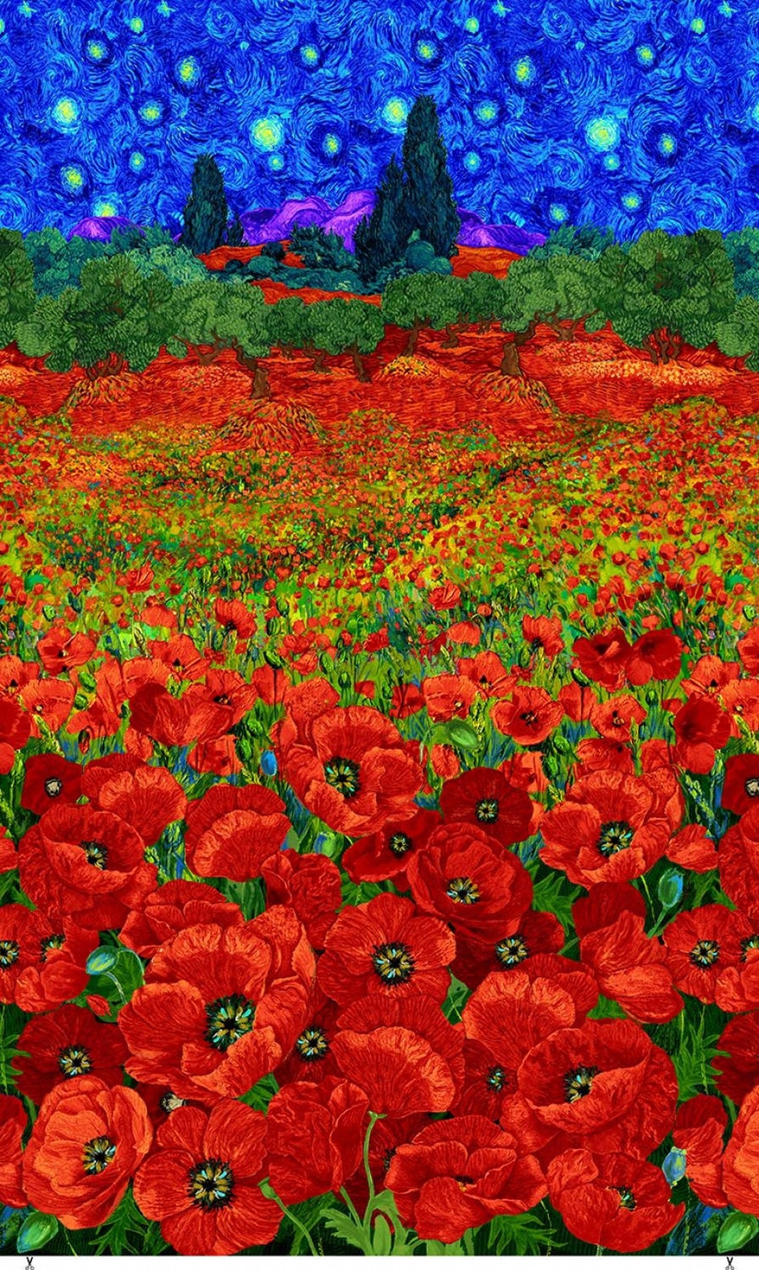 Poppy Dreams Landscape Scenic Quilting Cotton Fabric Panel by Timeless ...