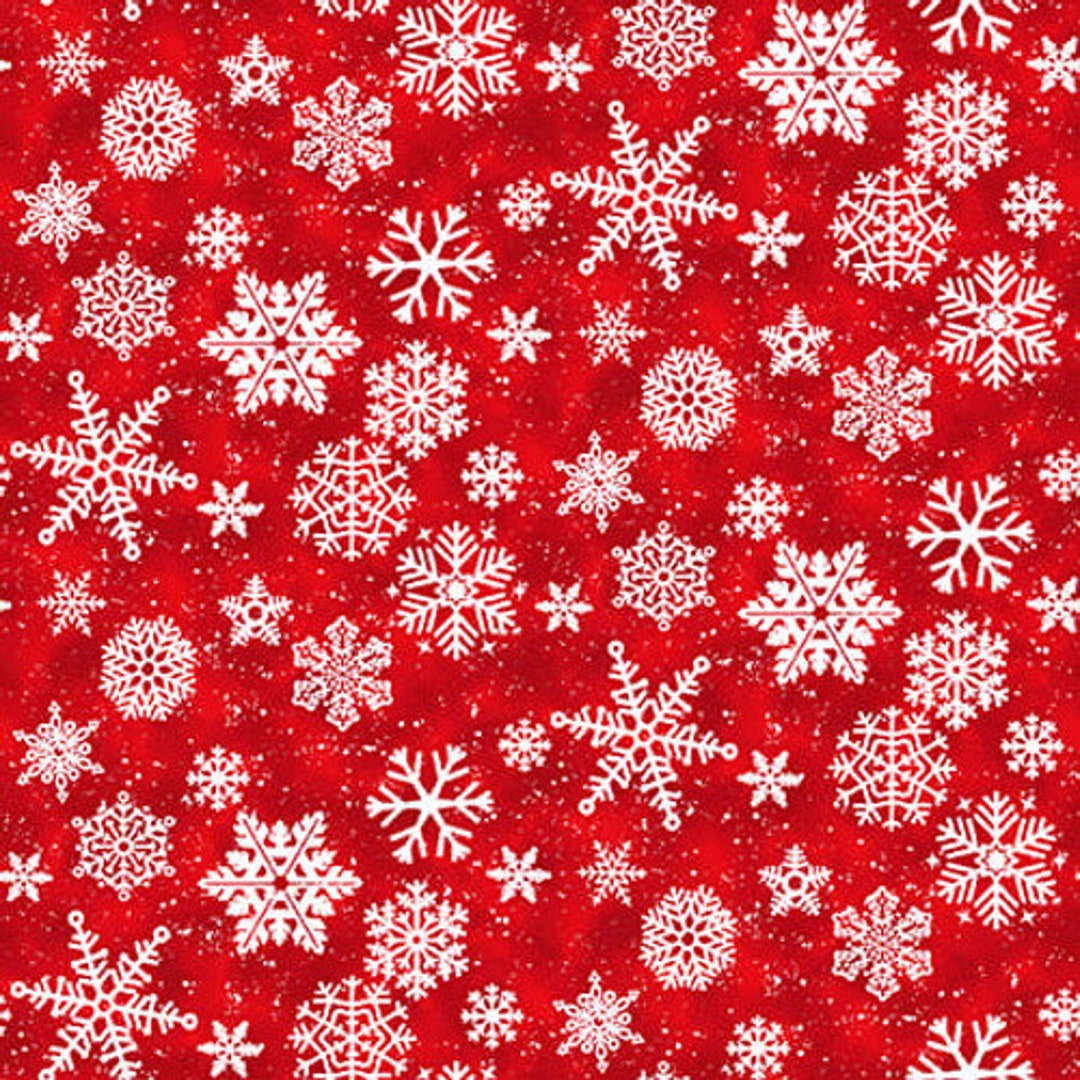 Snowflakes Red Quilt Cotton Fabric From Snow Crew by Barb Tourtillotte ...