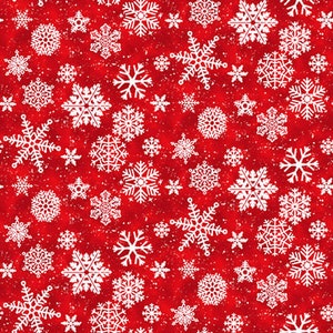 Snowflakes Red Quilt Cotton Fabric From Snow Crew by Barb Tourtillotte ...