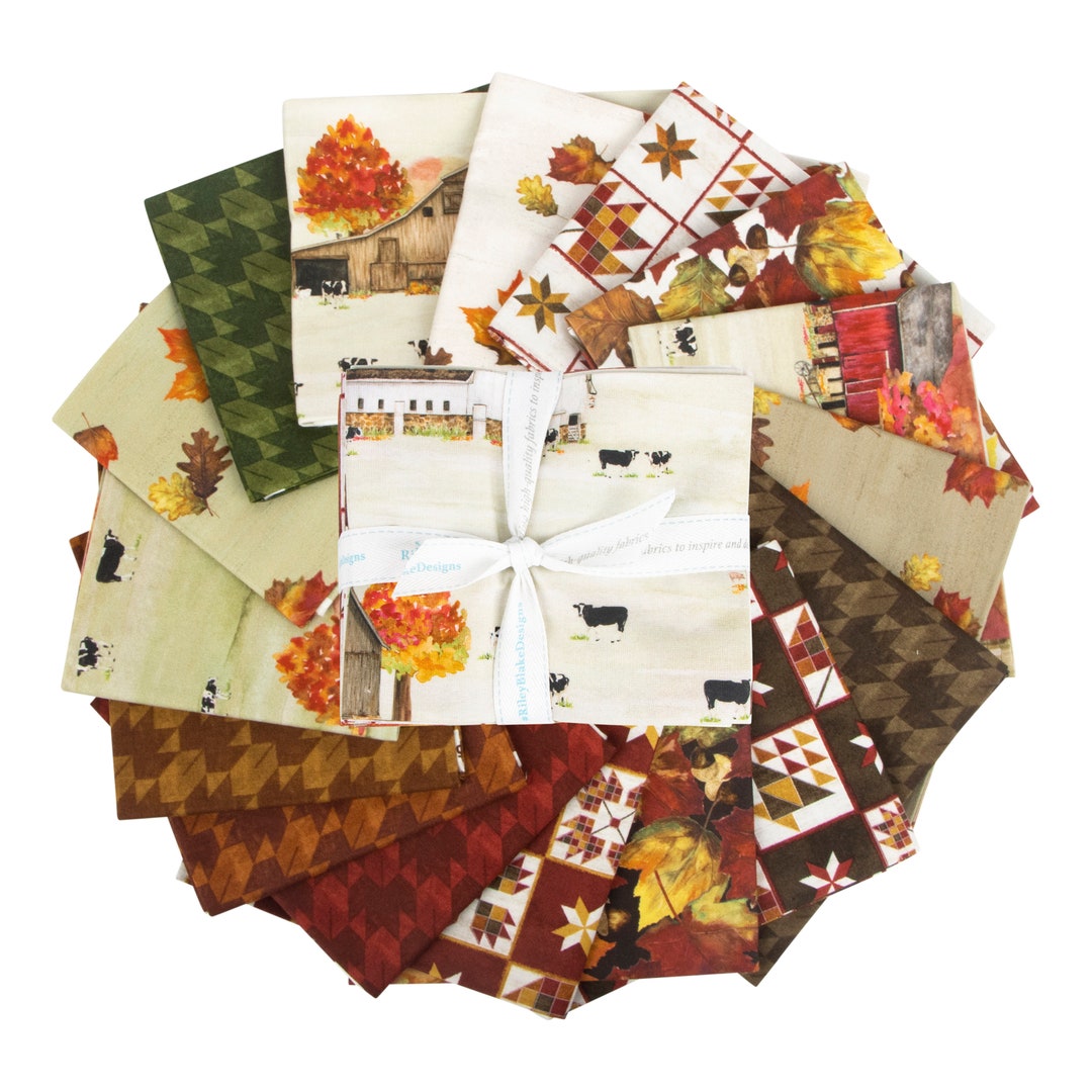 16 Piece Fall Barn Quilts Fat Quarter Fabric Bundle by Tara Reed for ...
