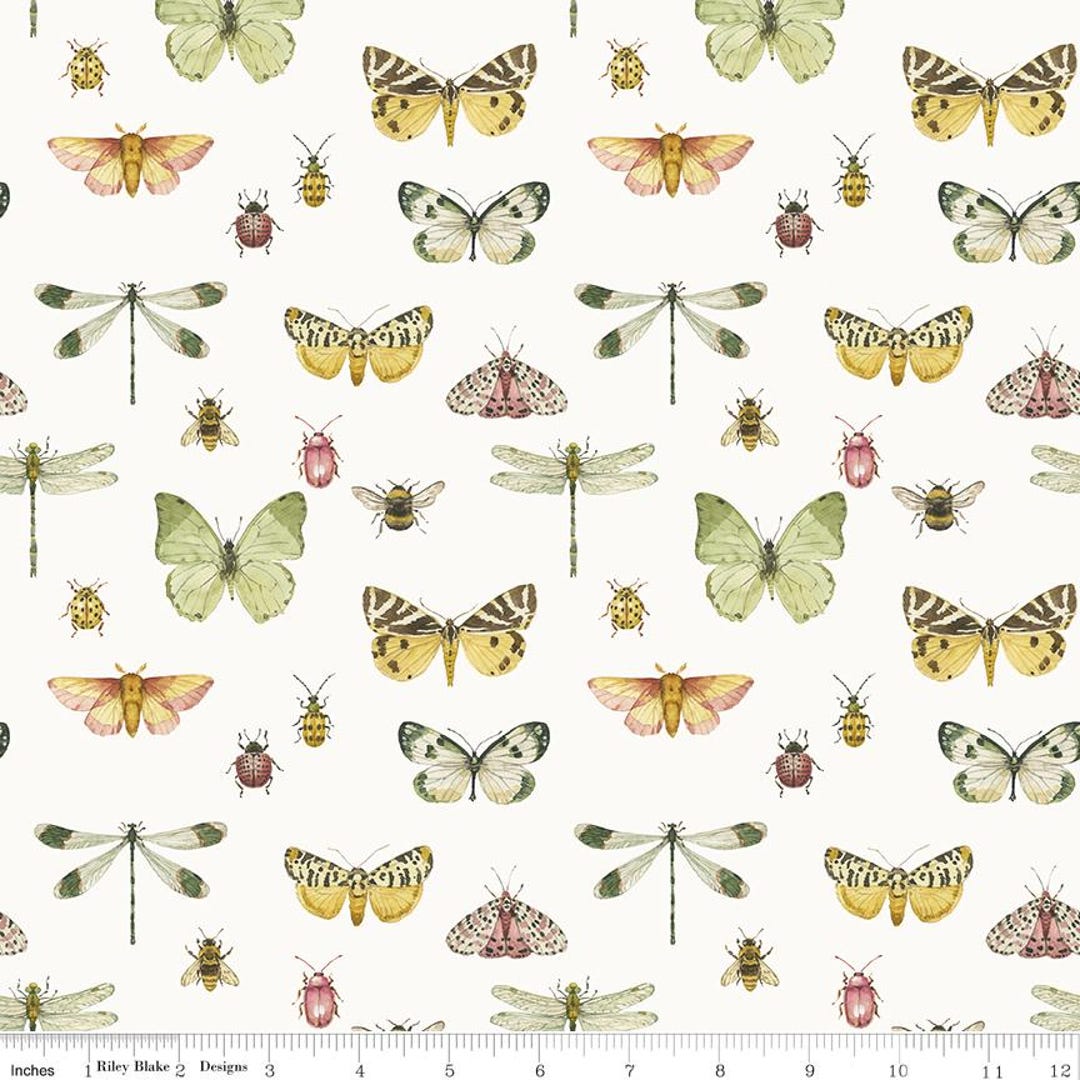 Flutter Bugs Soft White Quilt Cotton Fabric From Love Me More by Lisa ...