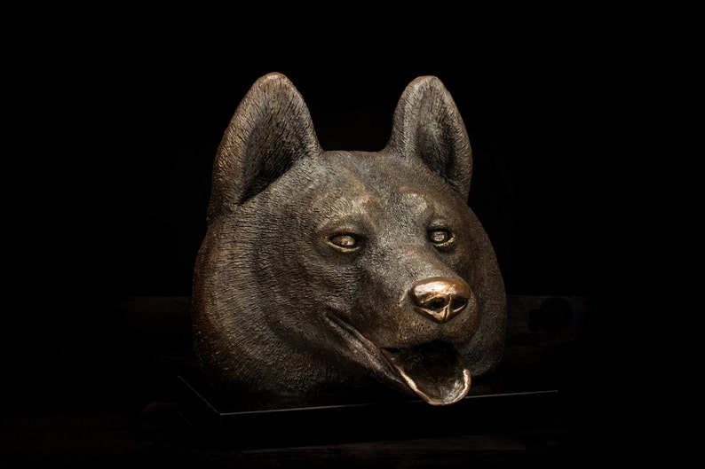 Hot Cast Bronze Husky Sculpture, Metal Canine Display - Etsy