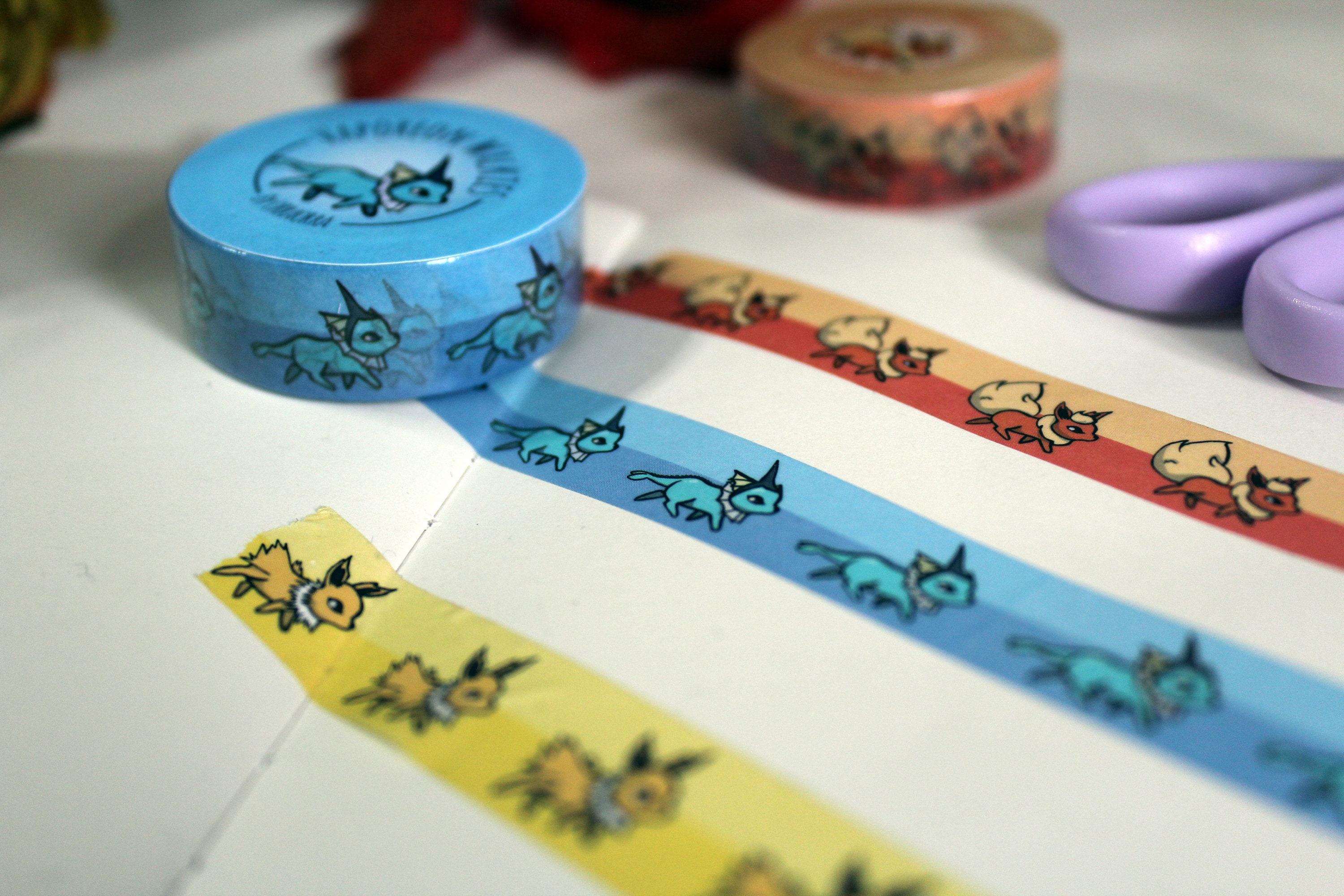 Kawaii Eeveelutions Washi Tape - Pokémon - Flareon, Jolteon & Vaporeon ...