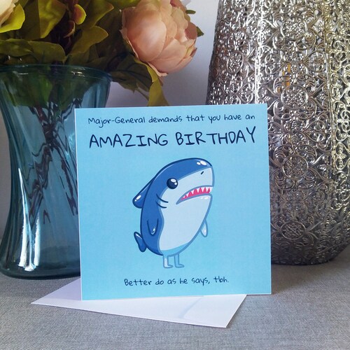 Major General Shark Birthday Card - Etsy