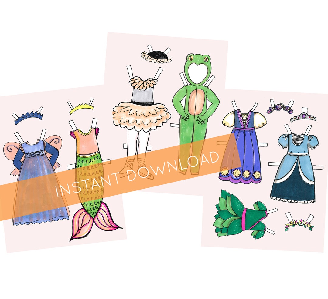 Fairytale Paper Doll Clothes Printable Fairytale Dress Up Set