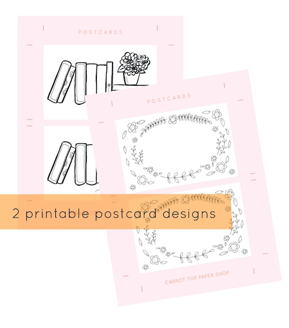 Postcards Instant Download Printable Two Postcard Designs - Etsy