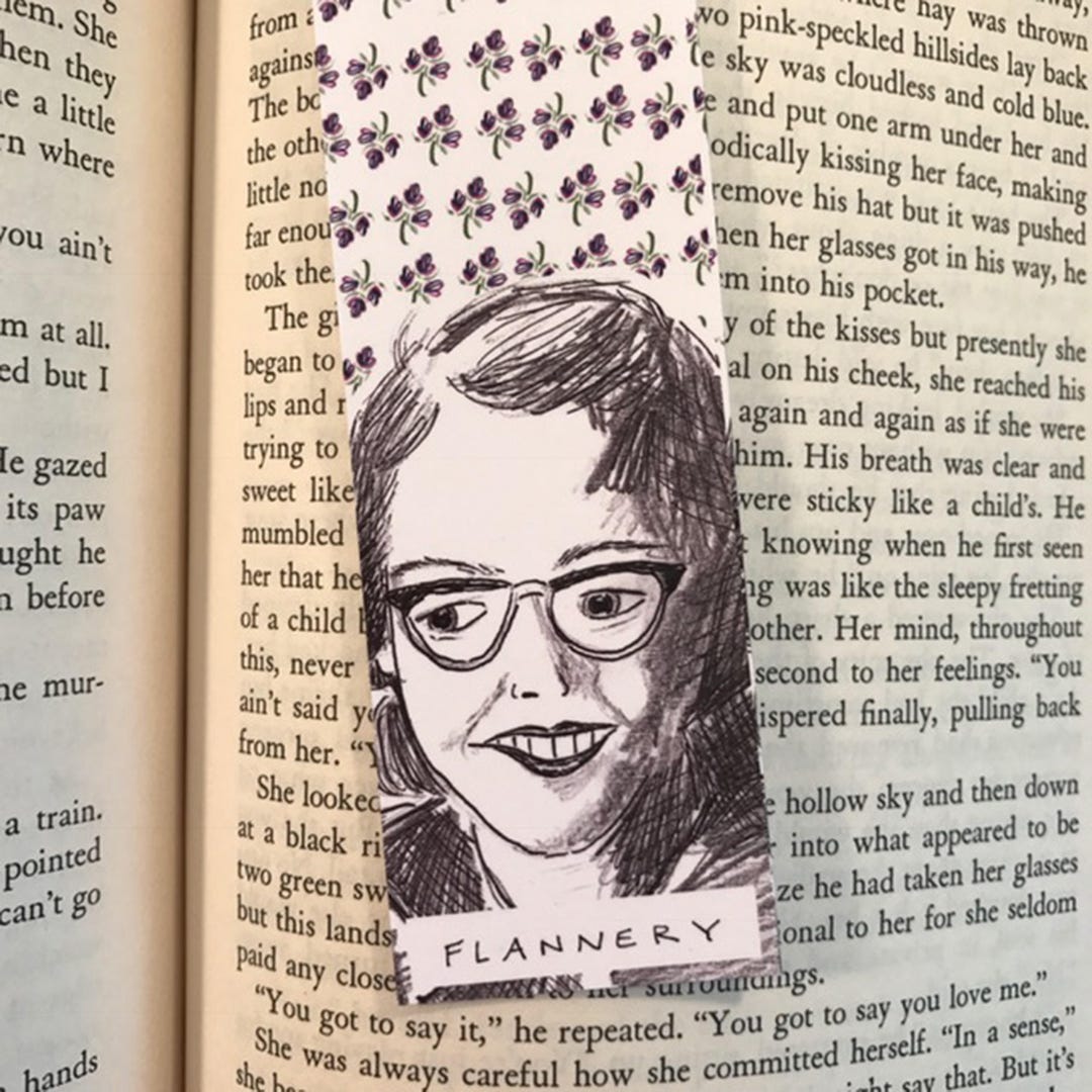 Flannery O'connor Bookmark - Illustrated - Bookmark - Author - Etsy