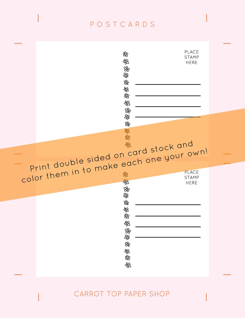Postcards Instant Download Printable Two Postcard Designs - Etsy