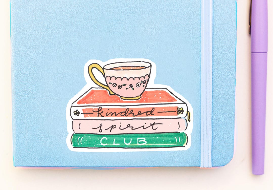 Kindred Spirit Club Sticker - Books and Tea - Planner Sticker- Water ...