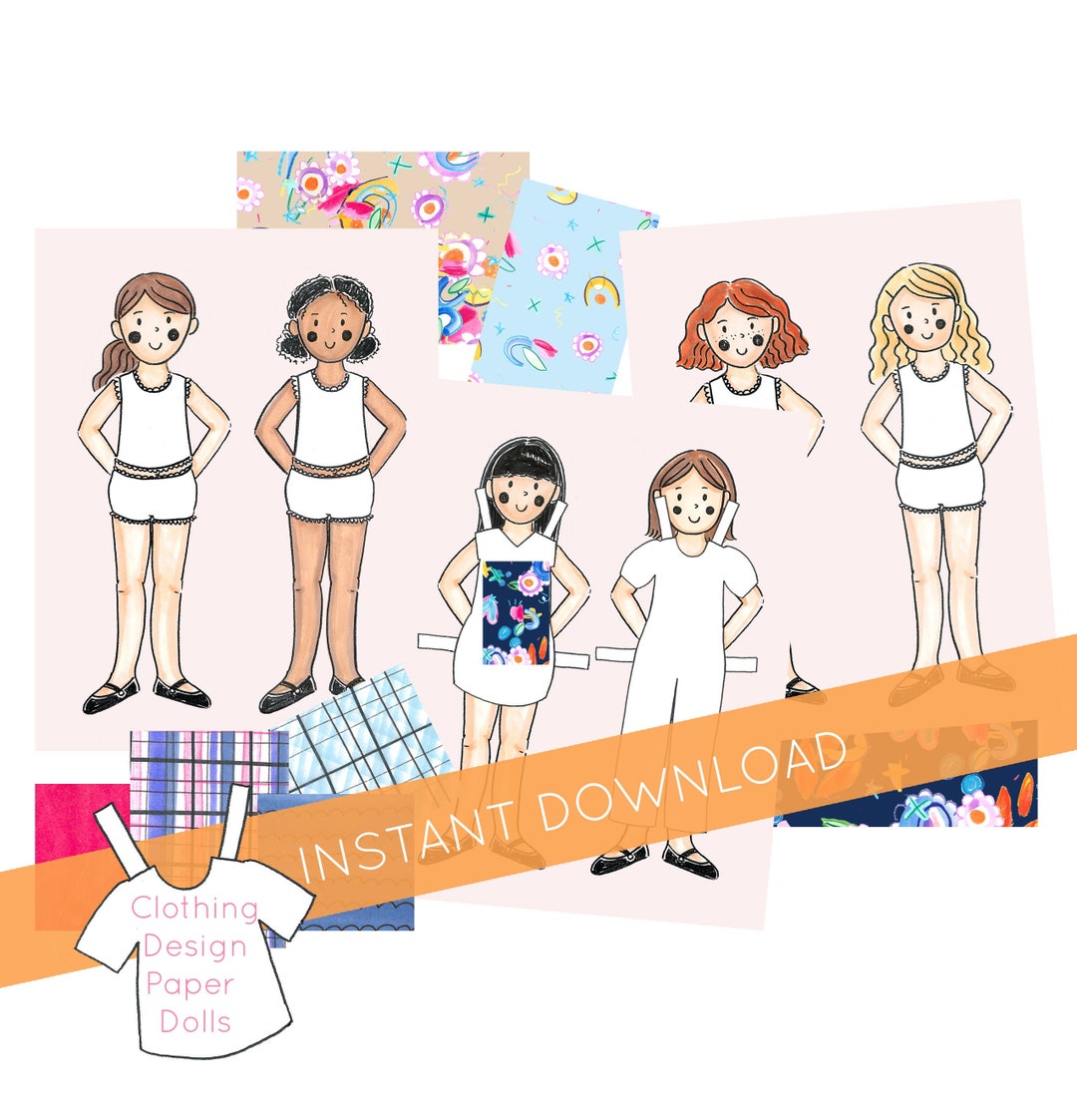 Clothing Design Paper Doll Starter Set - Includes 6 Paper Dolls and ...