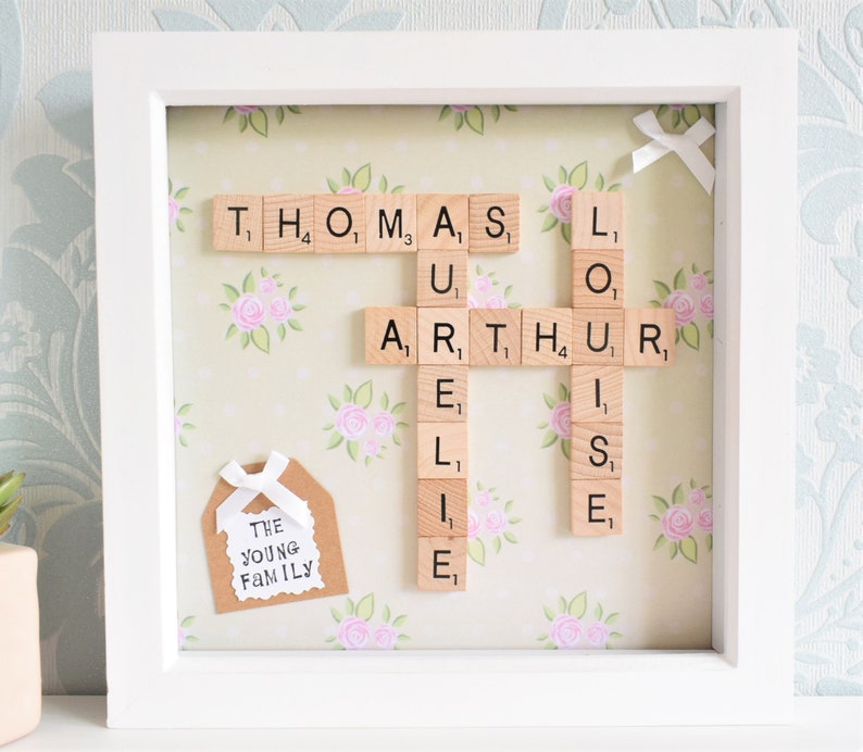A Personalised Scrabble Tile Family Tree Frame. Scrabble Word - Etsy