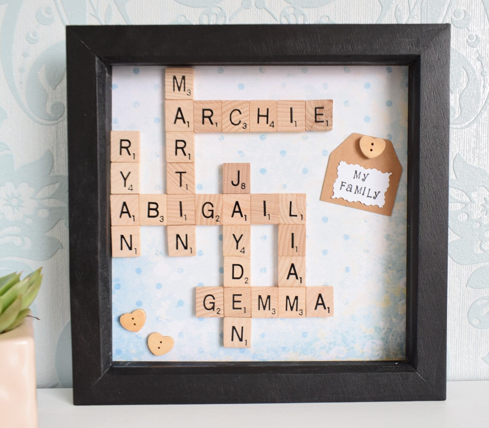 A Personalised Scrabble Tile Family Tree Frame. Scrabble Word - Etsy
