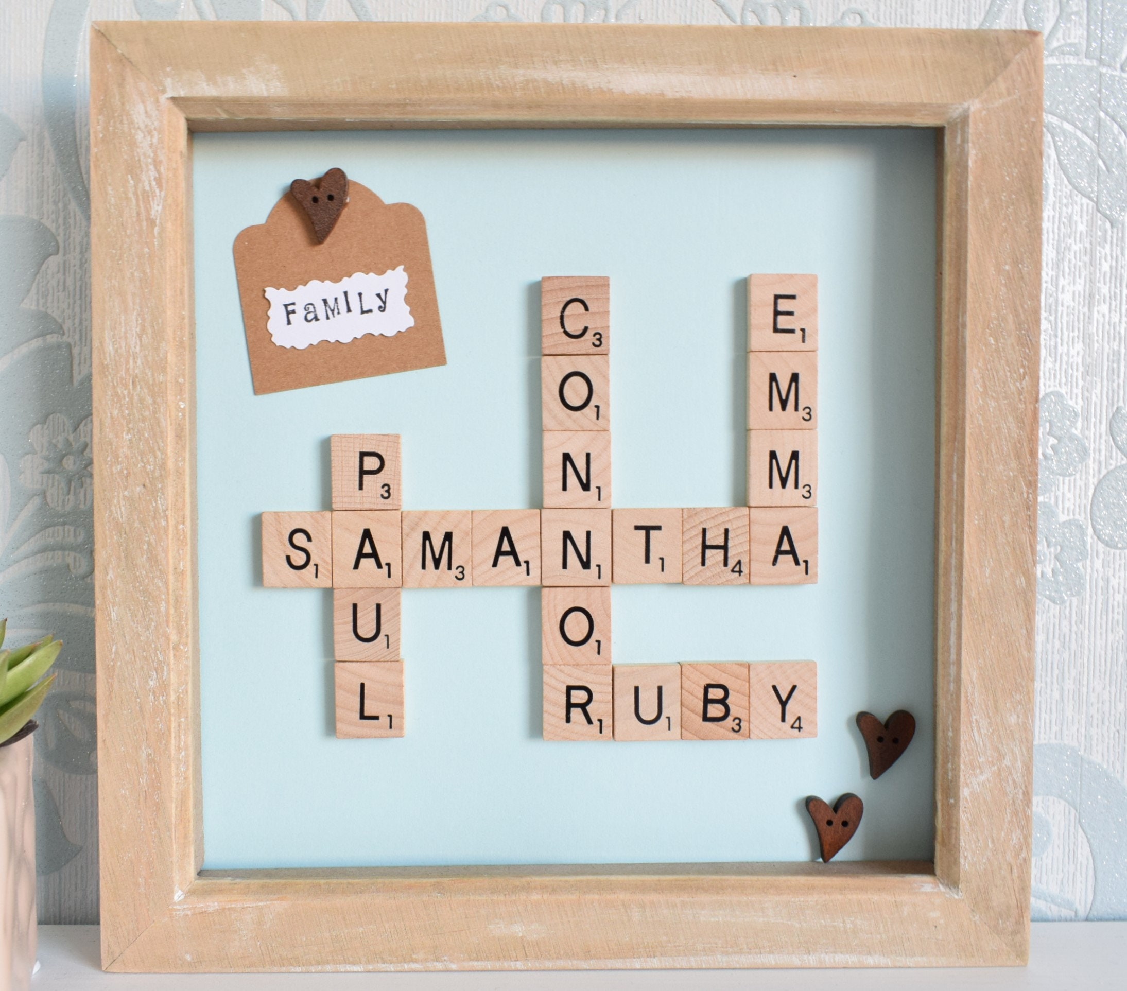 8 X 8 Personalised Scrabble Family Tree Frame. Scrabble Name - Etsy UK