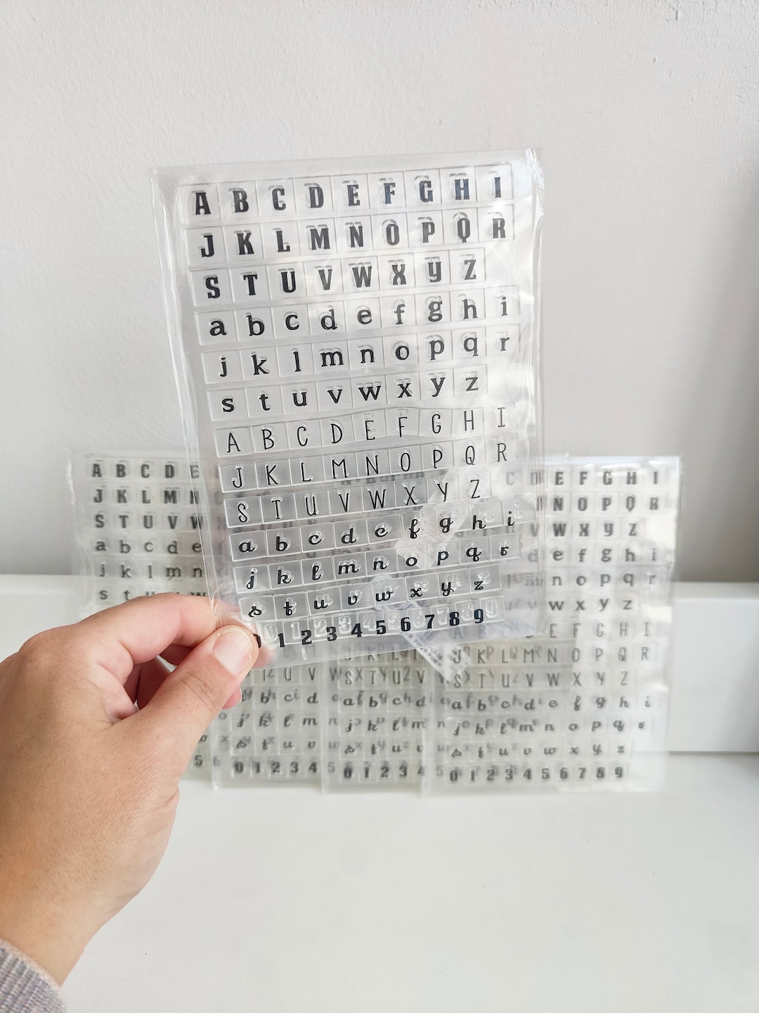 Set of 4 Packs of Alphabet Stamps. Letters and Numbers. 4 Sets and ...