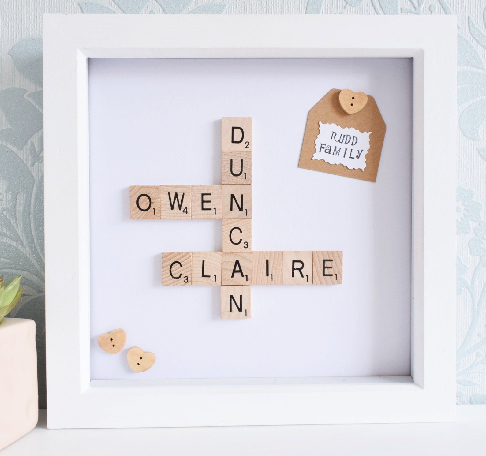 A Personalised Scrabble Tile Family Tree Frame. Scrabble Word - Etsy