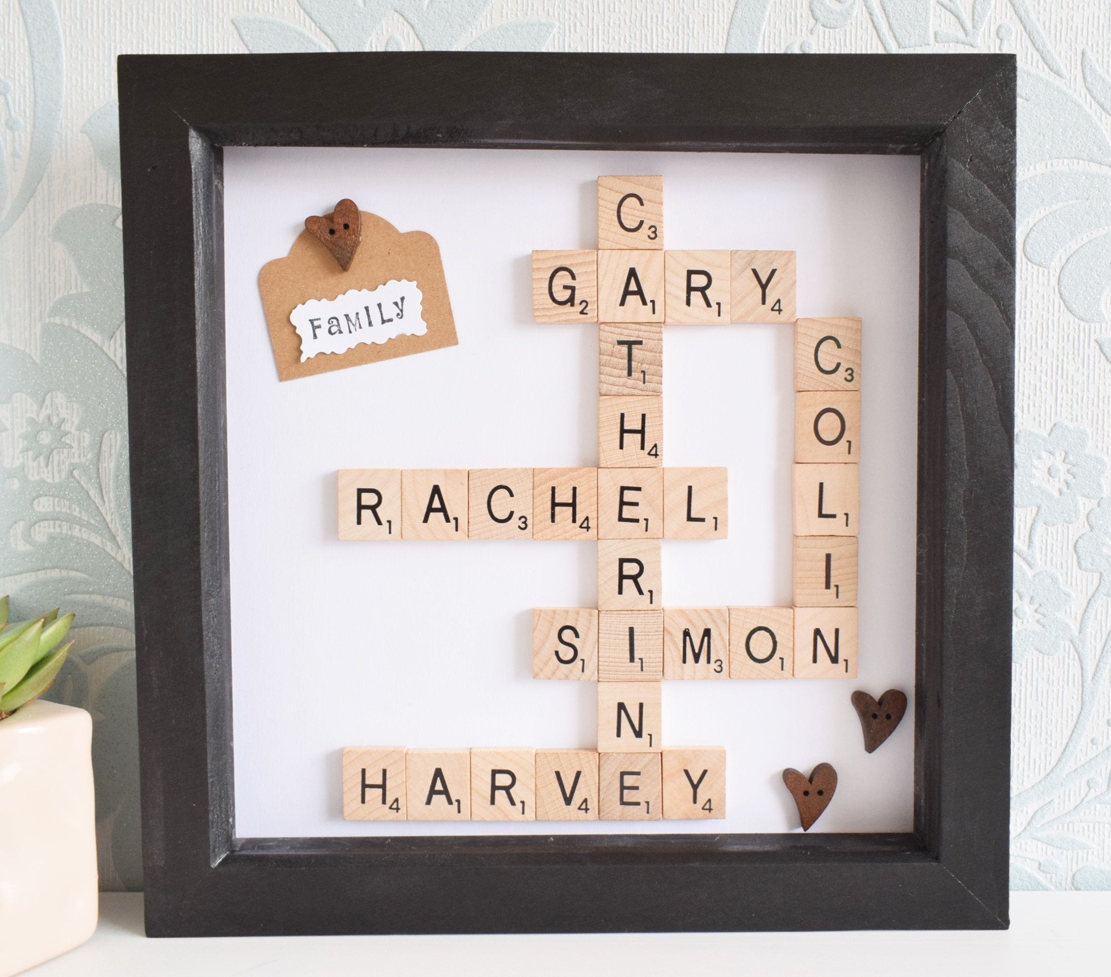 8 X 8 Personalised Scrabble Family Tree Frame. Scrabble Name - Etsy UK