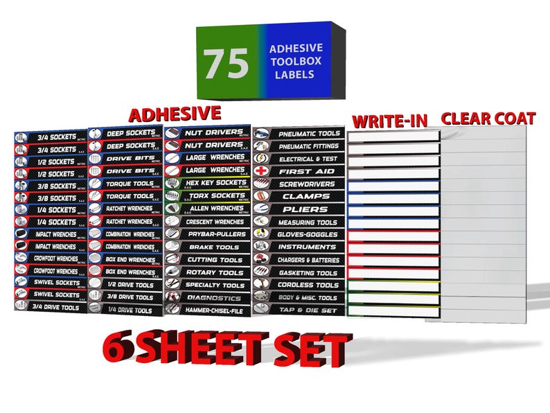 Ultimate Adhesive Toolbox Label Set - 90 Labels for Organizing Box ...
