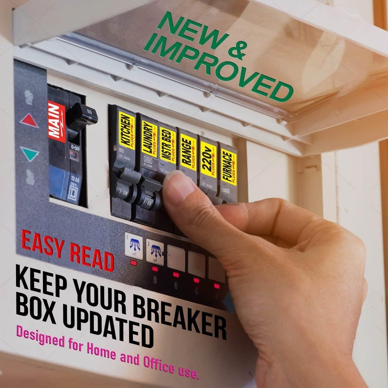 Circuit Breaker Labels - 200 AMP Edition, 255 Tough Vinyl Labels, Apply ...