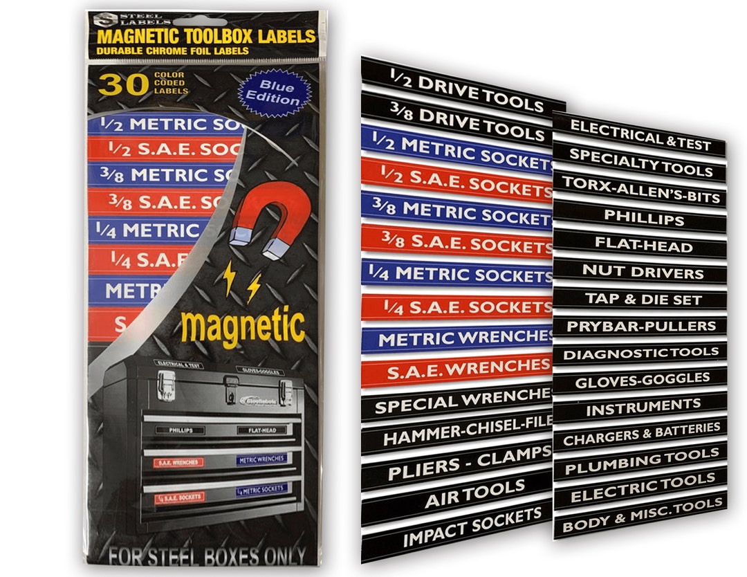 Blue Magnetic Tool Box Organizer Labels - Etsy