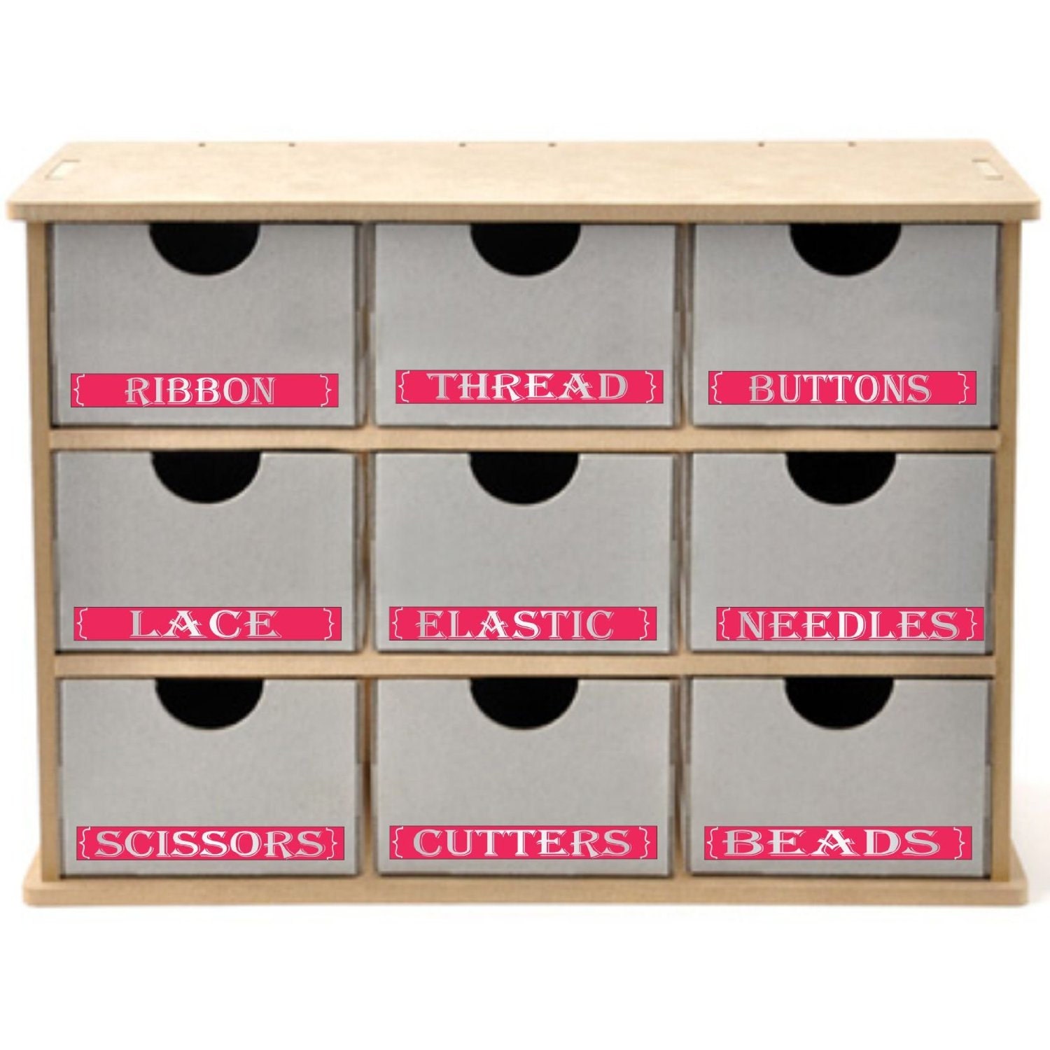 Craft Organizer Labels, Bright Chrome Letters, Rose Background, Fit All ...