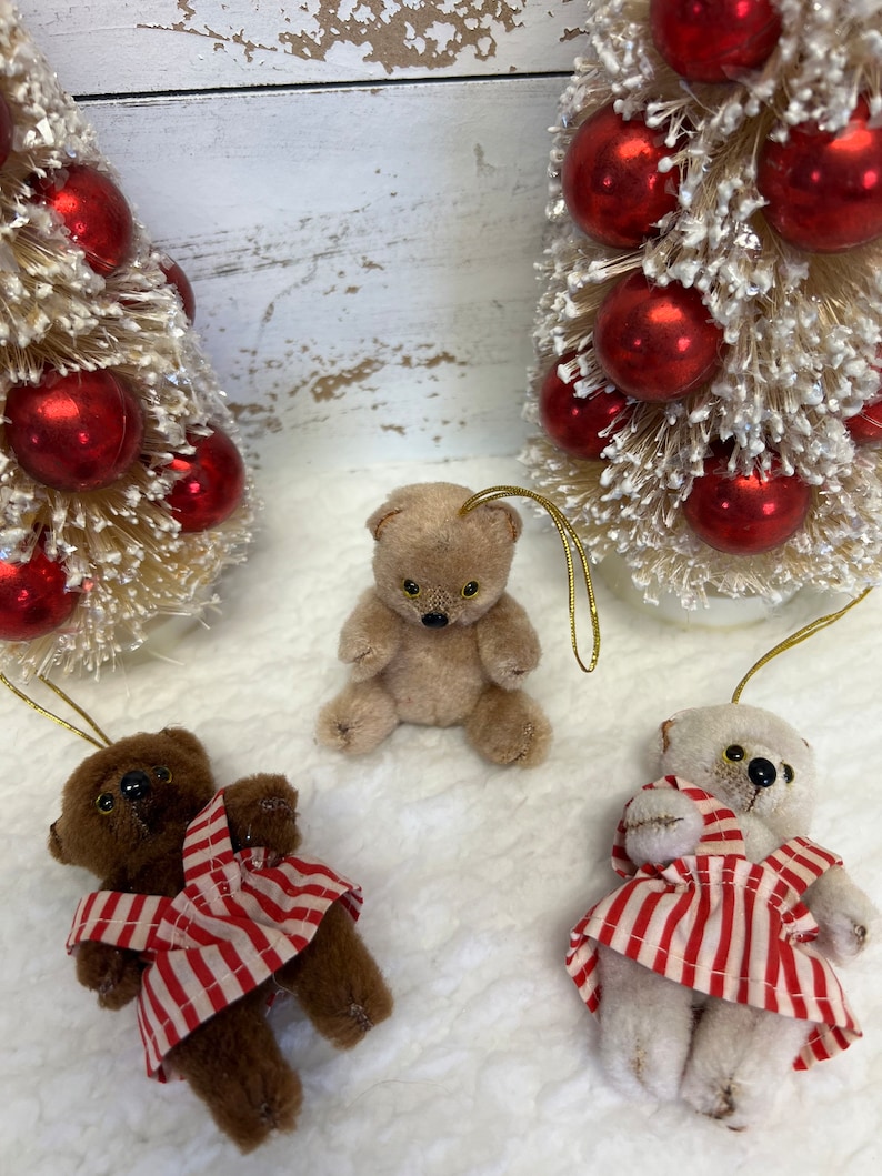 Vintage Jointed Teddy Bear Ornaments Christmas Holiday - Etsy