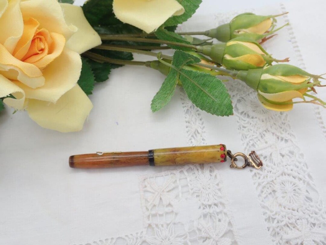 Antique Tiny 14k Nib Peter Pan Ink Pen on Chatelaine Chain - Etsy