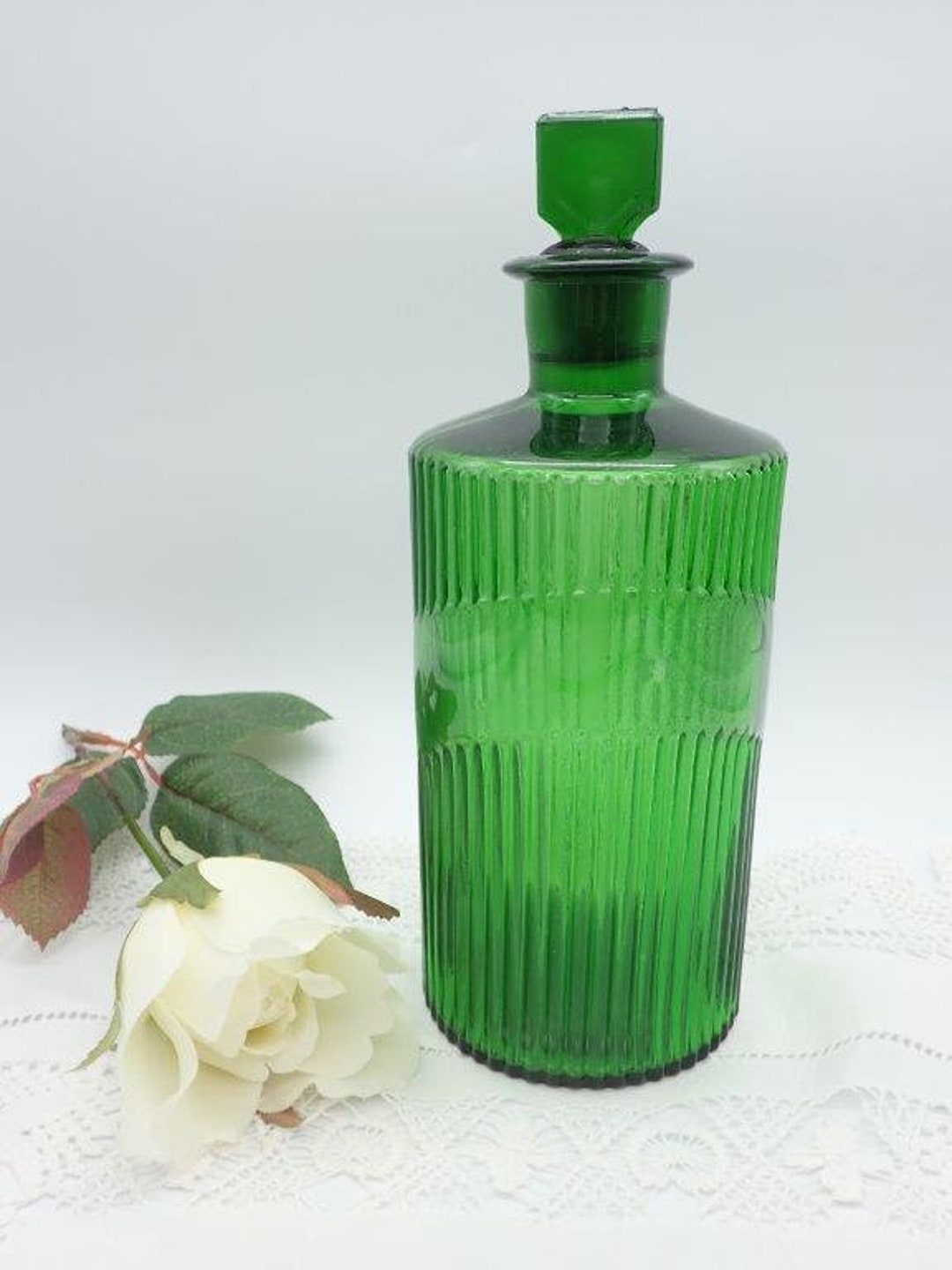 Antique Green Glass Poison Bottle, Chemist Dispensing Decanter, Antique ...