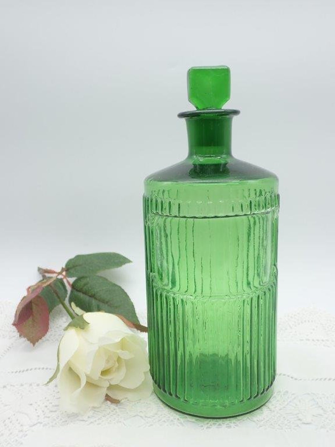 Antique Green Glass Poison Bottle, Chemist Dispensing Decanter, Antique ...