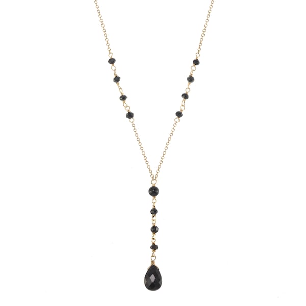 Black Y Drop Necklace - Etsy