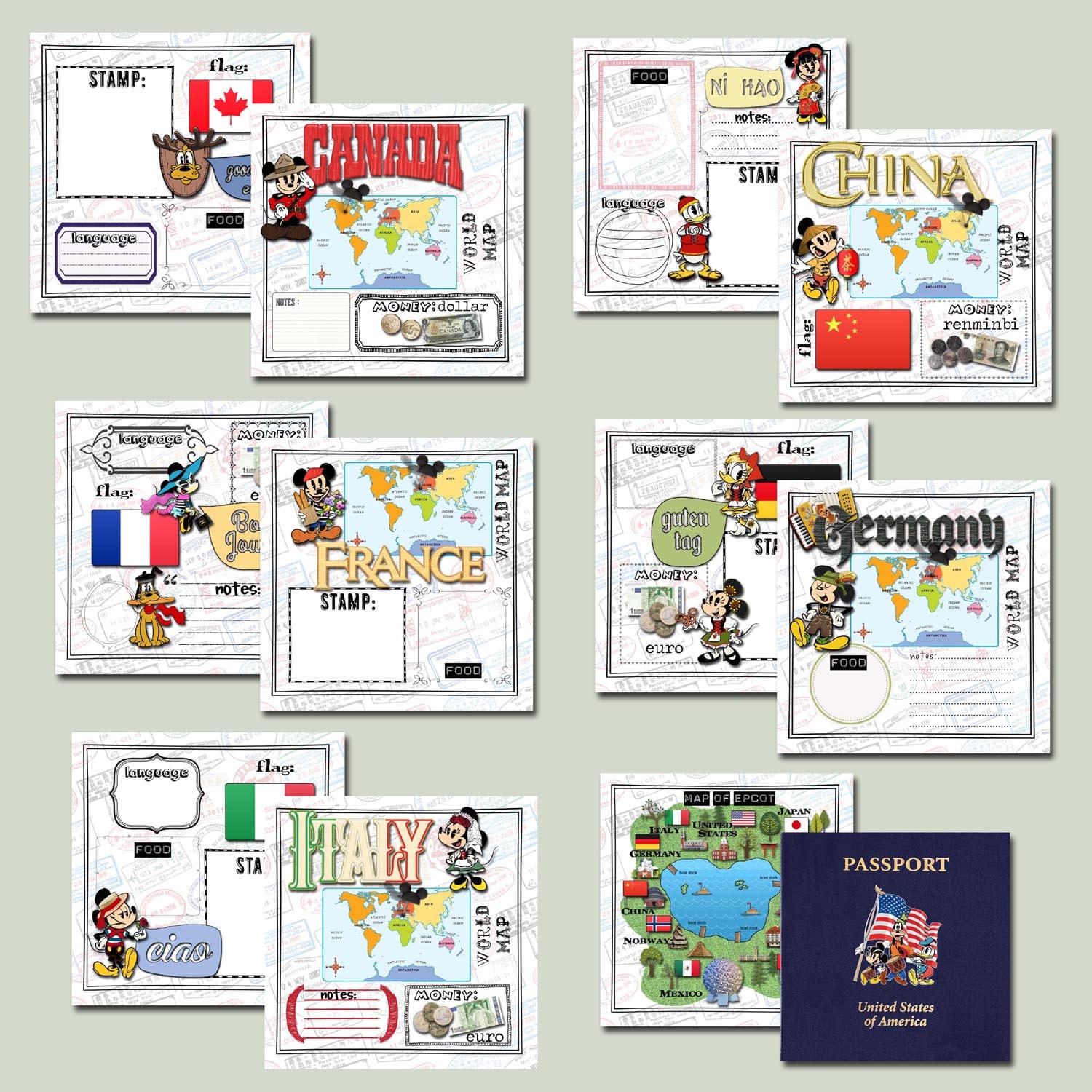 Digital EPCOT World Showcase Printable Passport With Characters - Etsy