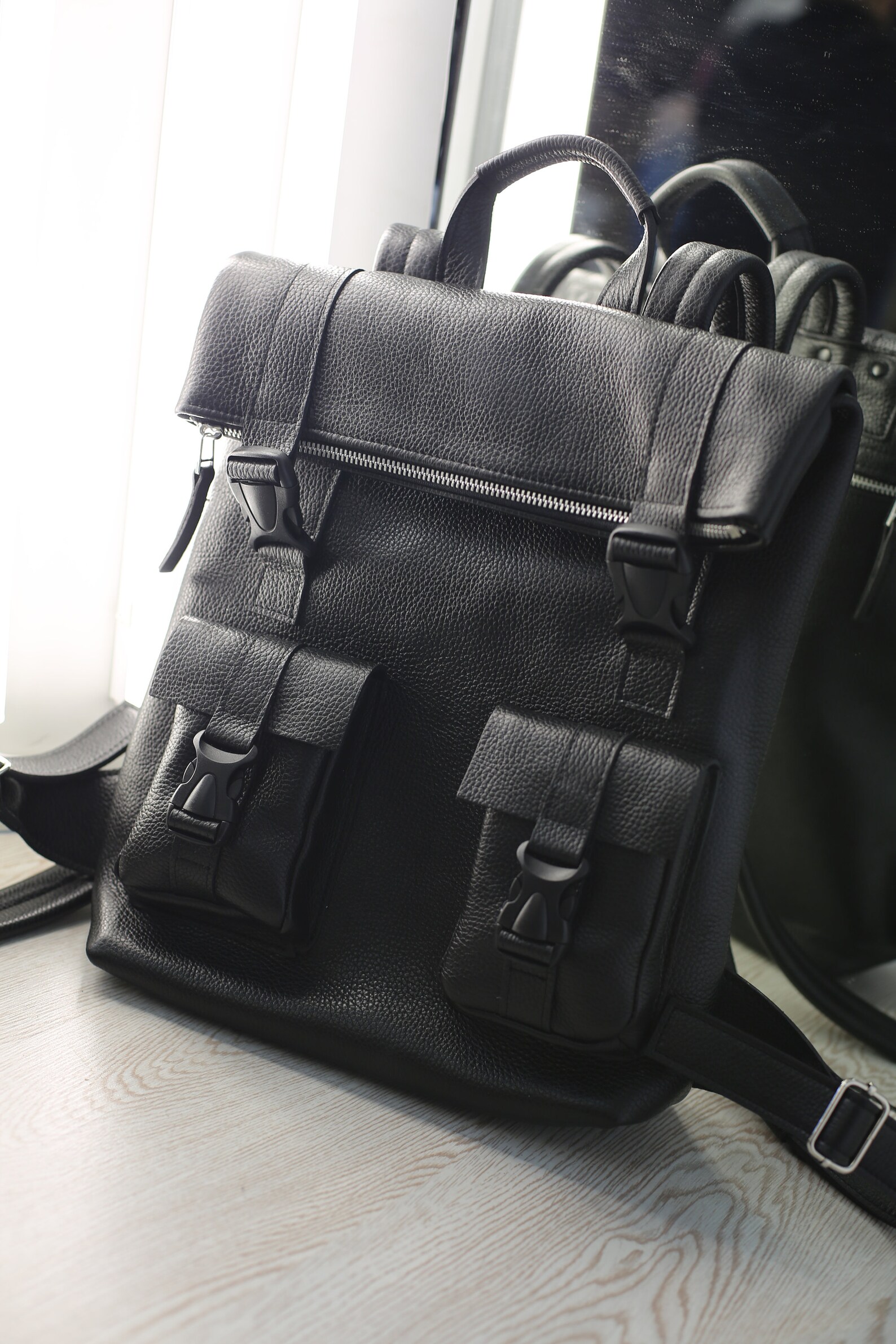 Black Leather Backpack, Leather Backpack Woman, Leather Bag, Leather ...