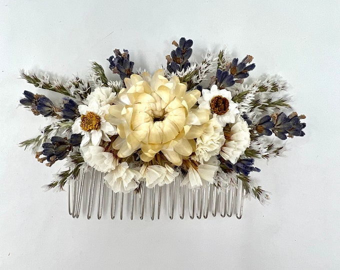Daisy Dried Flower Hair Comb. Bohemian Wedding Bride Hair Comb.dried ...
