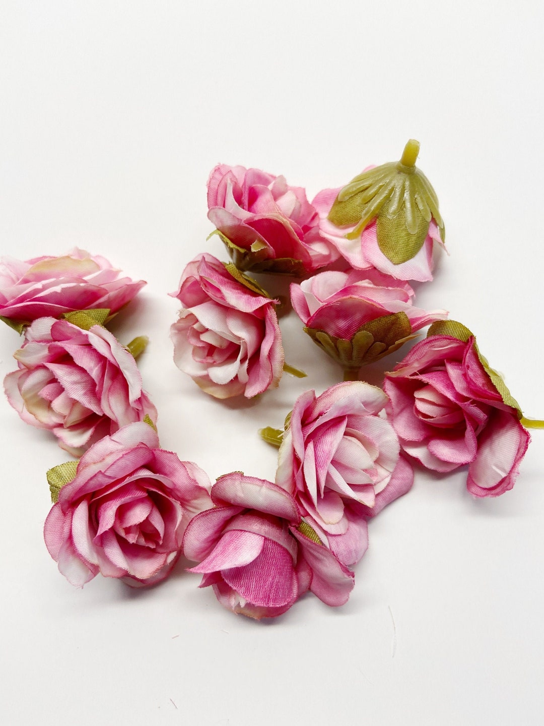 Pink Rose Faux Flower Heads, Spring Decor (set of 10) - Etsy