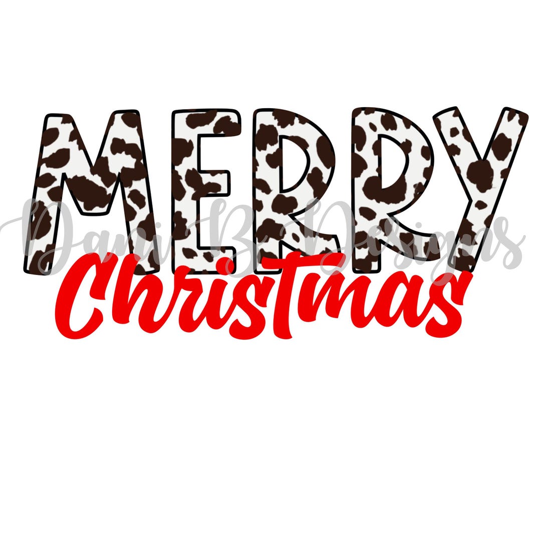 Cow Print Merry Christmas, Cow Christmas, Merry Christmas, Printable ...