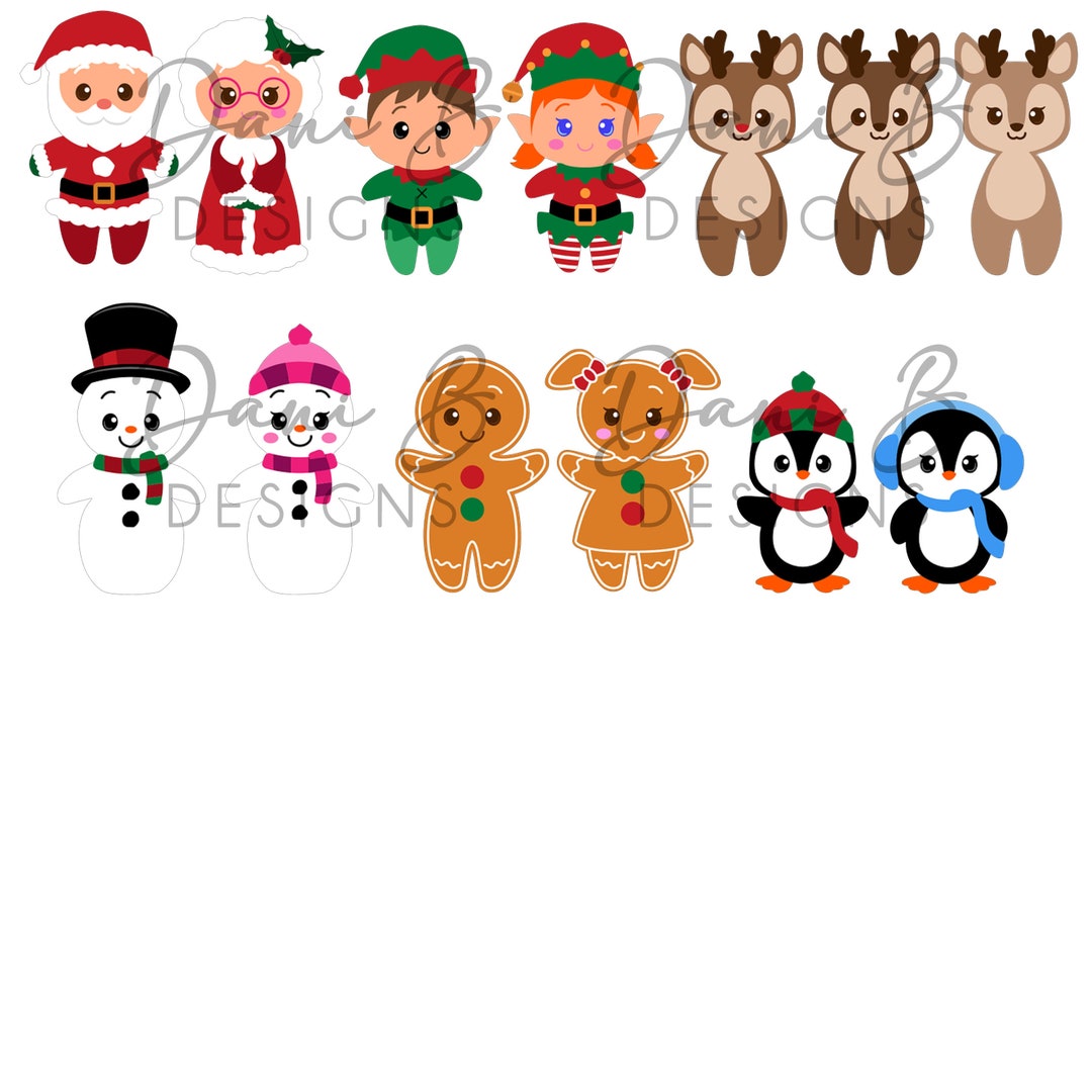 Christmas Clipart - Santa - Elves - Reindeer - Snowman - Gingerbread ...