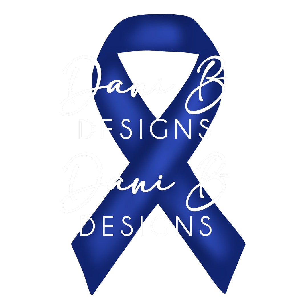 Dark Blue Ribbon | Digital Download | Sublimation Design | Hand Drawn ...