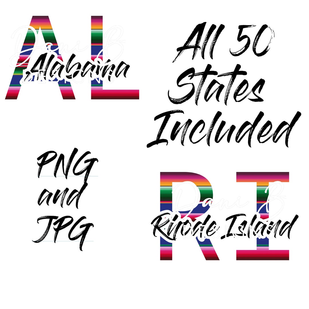 Serape States - Word Art - PNG - JPG- Printable - Gift - Digital ...