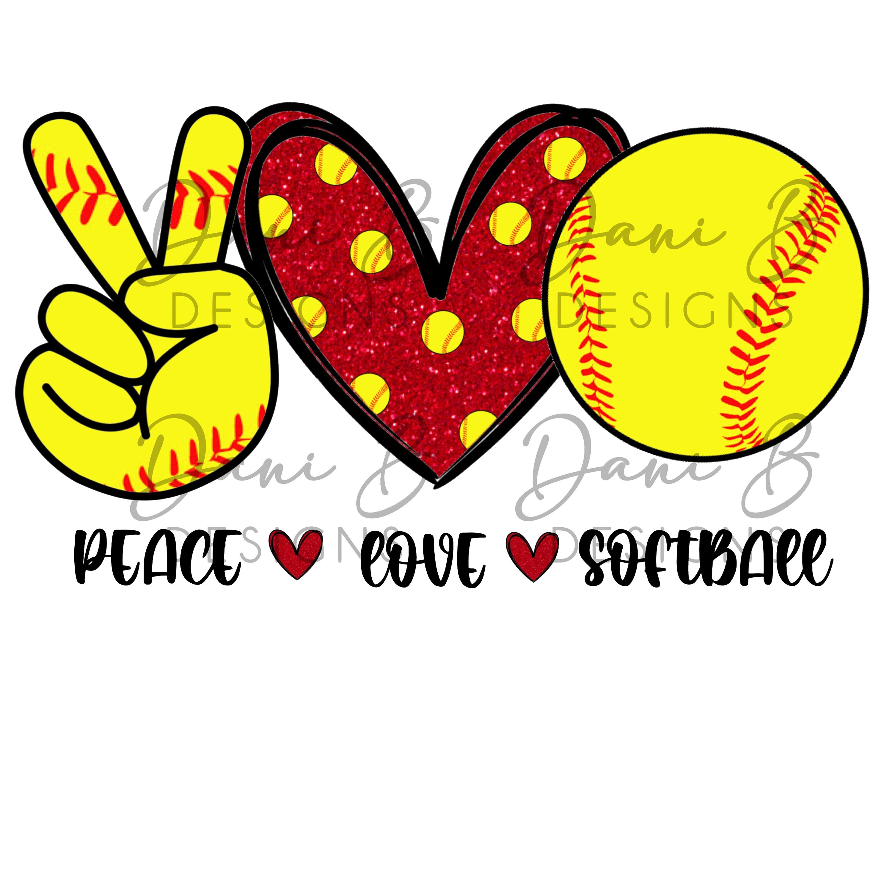 Peace Love Softball Digital Image Digital Download Sublimation Design ...