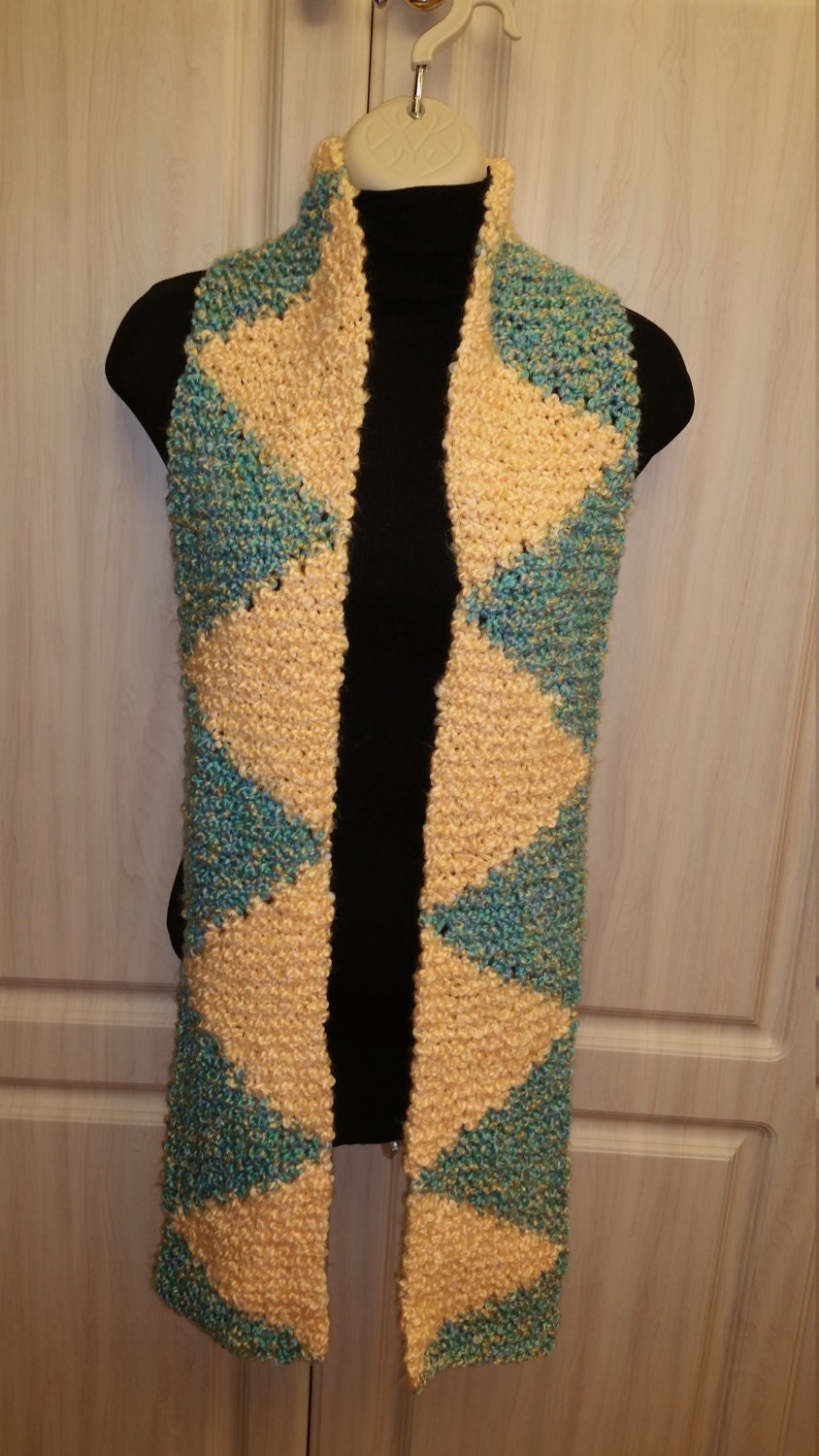 Teal and Yellow Triangle Scarf - Etsy.de