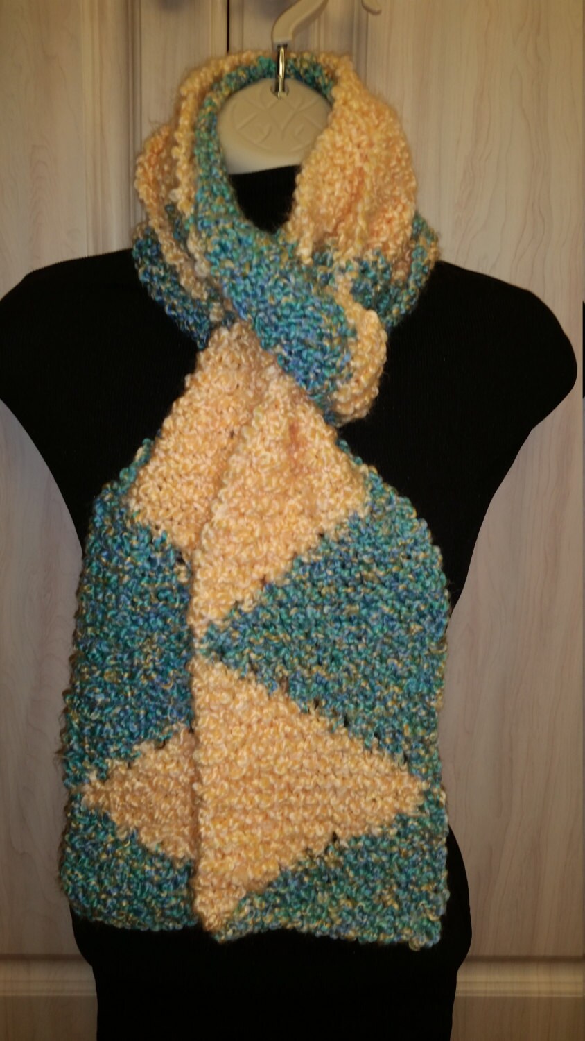 Teal and Yellow Triangle Scarf - Etsy.de