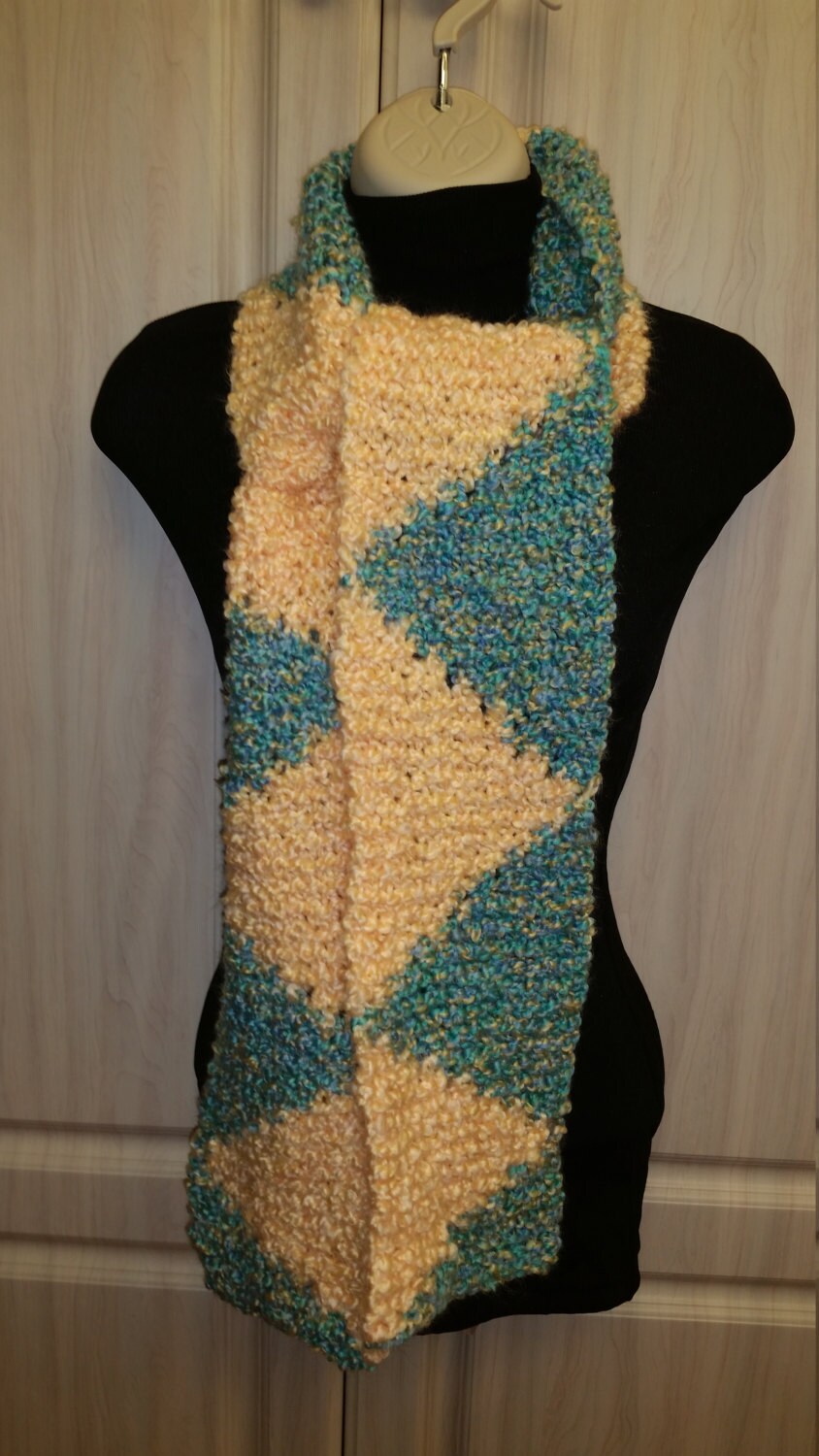 Teal and Yellow Triangle Scarf - Etsy.de