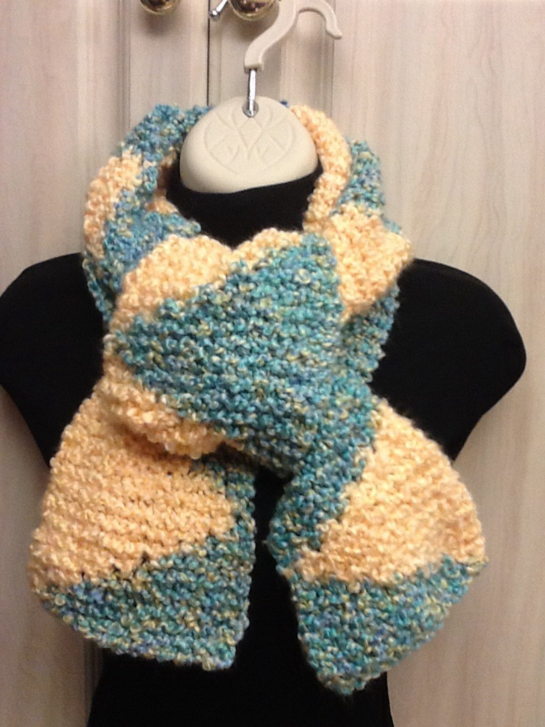 Teal and Yellow Triangle Scarf - Etsy.de