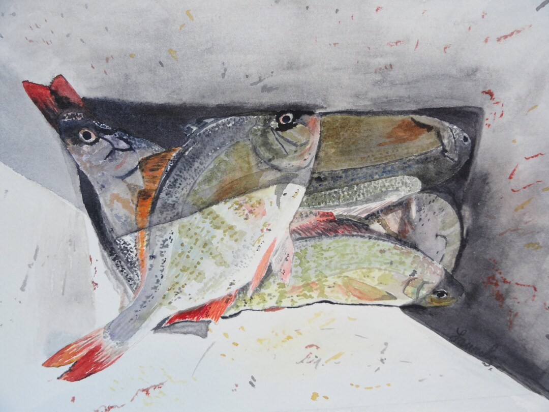 A Cooler Full of Sunfish, Original Watercolor by Laurel S. - Etsy
