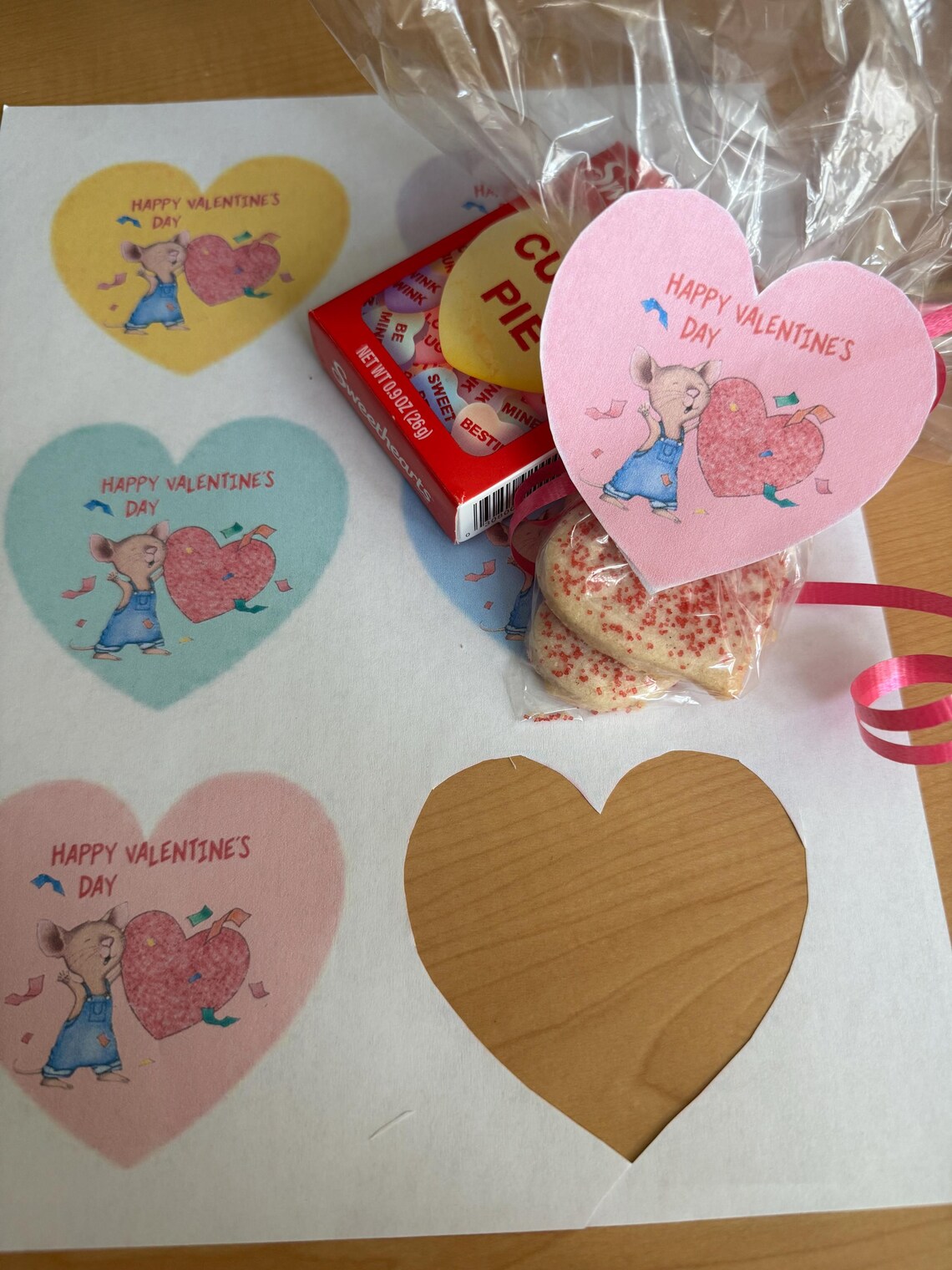 Printable Happy Valentine's Day Mouse Card-- Heart Cut Outs! Cute and ...