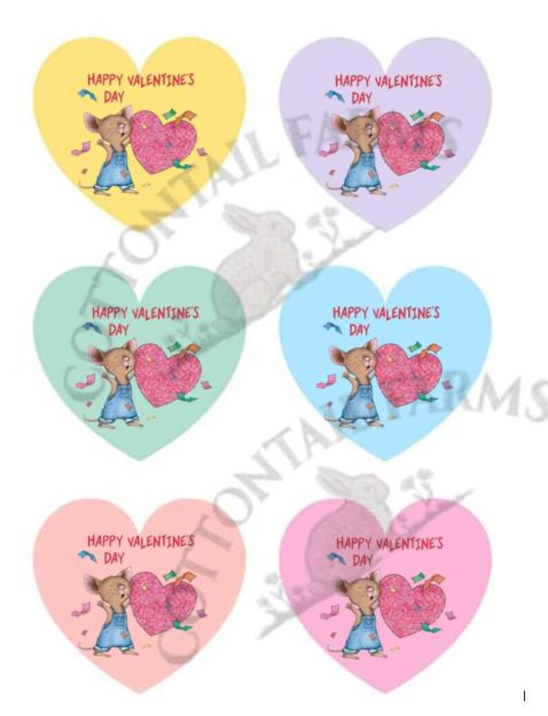 Printable Happy Valentine's Day Mouse Card-- Heart Cut Outs! Cute and ...