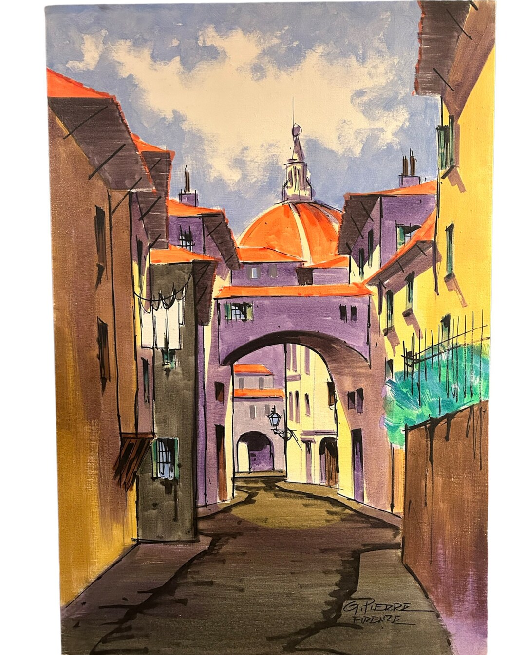 Mid Century Modern Gaston Pierre Original Oil Canvas 24 X 36 Firenze ...