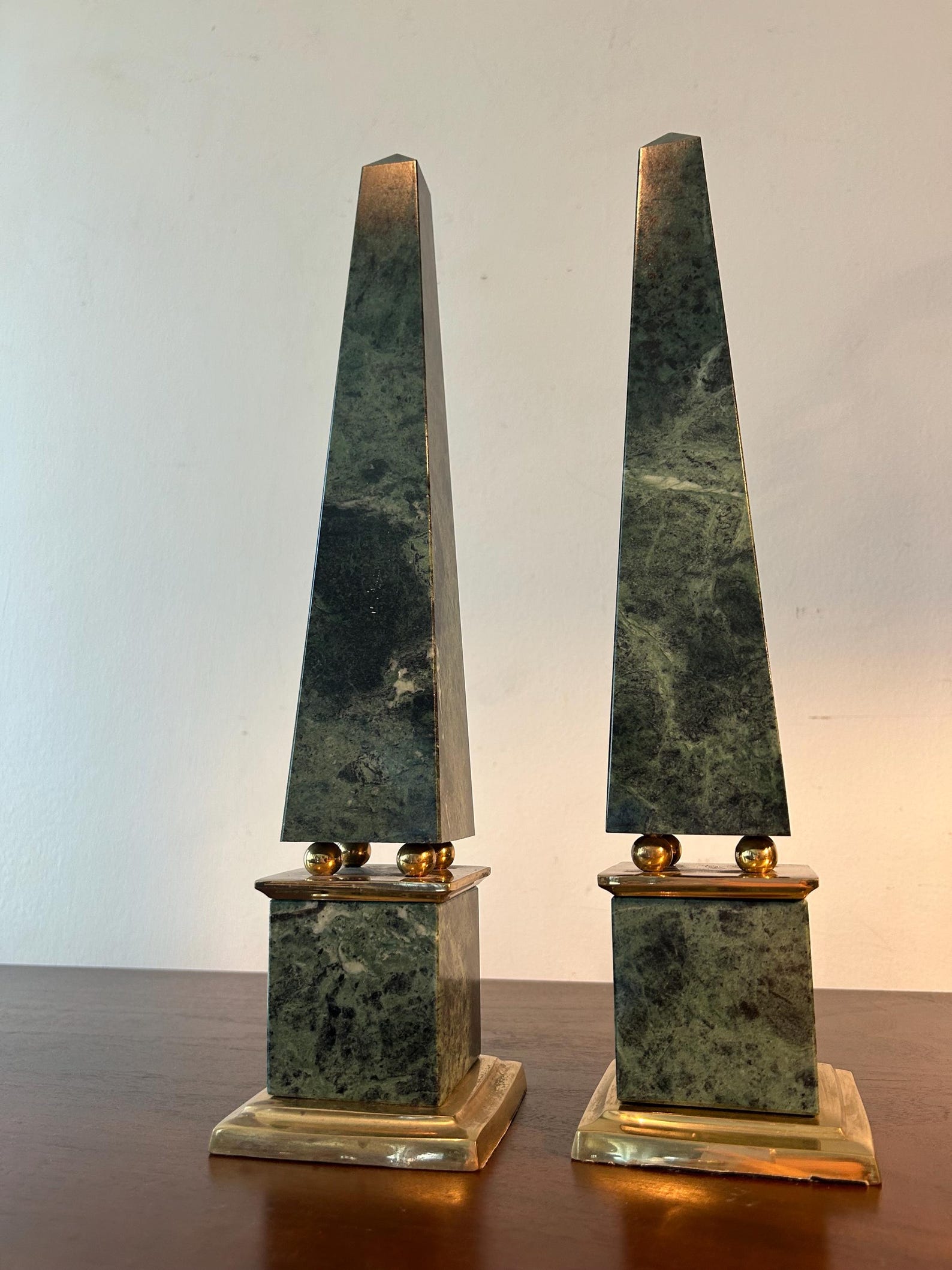 Pair Vintage Green Marble Brass Obelisk Sculpture 15.5” - Etsy