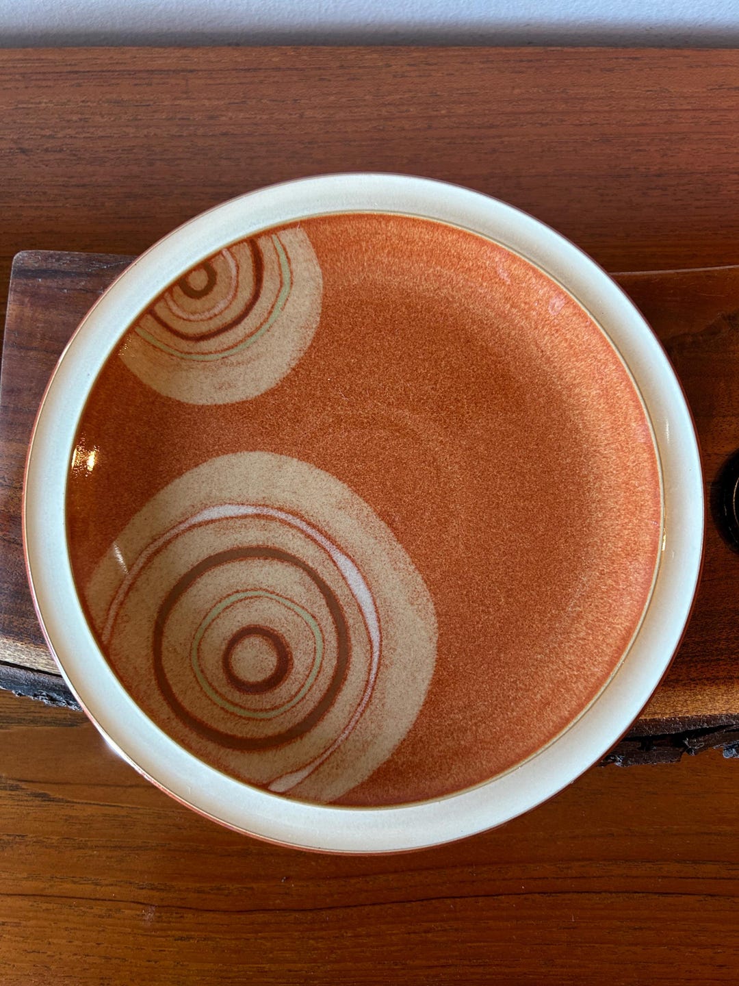 Vintage Denby Fire Chilli Salad Dessert Plate Orange Swirl Edge Beige 9 ...